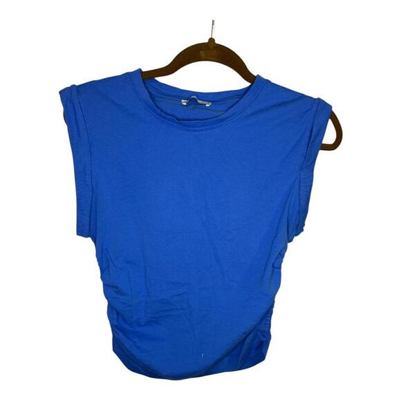 Zara | Tops | Zara Blue Top W Ruched Sides | Poshmark